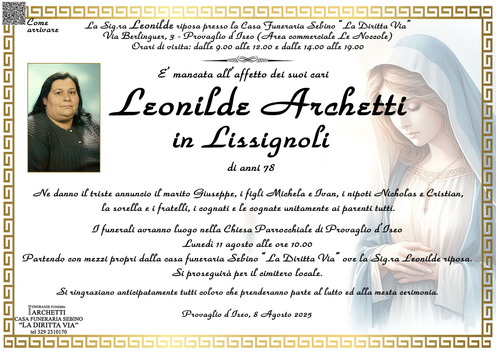 Onoranze Funebri Archetti - Necrologi & Messaggi