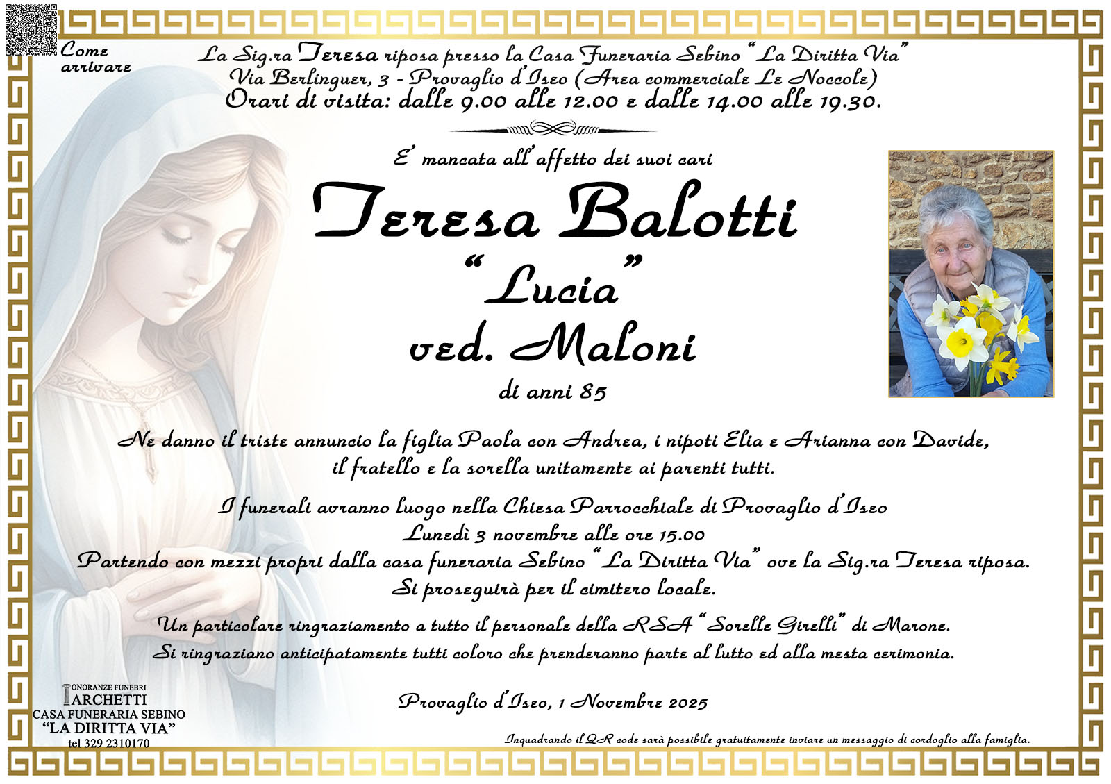 Onoranze Funebri Archetti - Necrologi & Messaggi