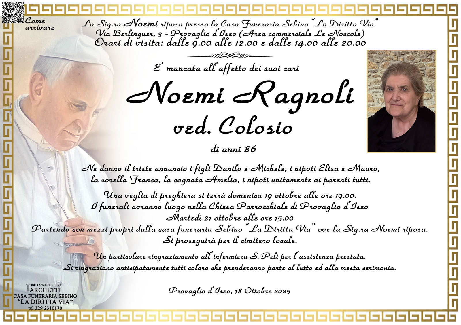 Onoranze Funebri Archetti - Necrologi & Messaggi